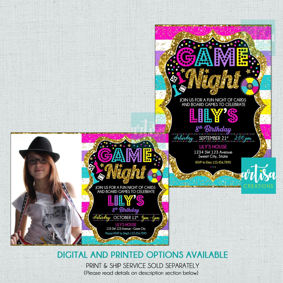 Game Night Party Game Night Birthday Party Invitation Board - Etsy