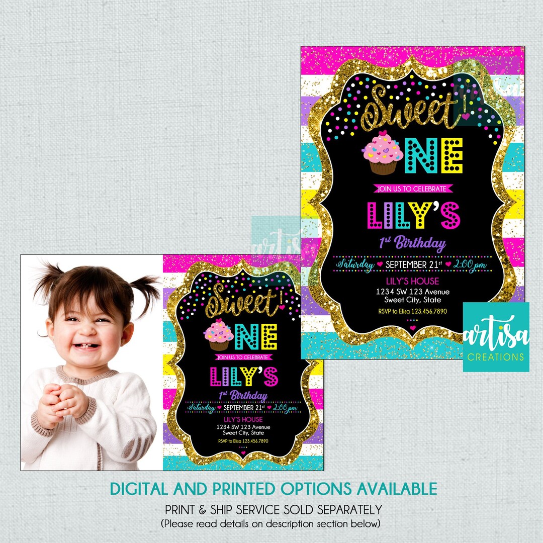 Sweet One Invitation, 1st Birthday Invitation, Sweet One Birthday ...