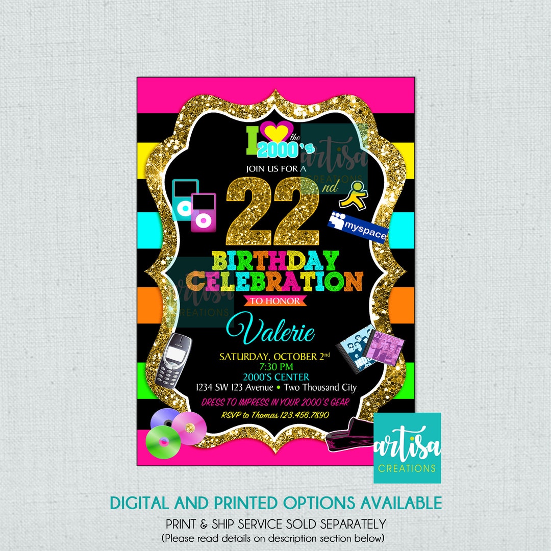 2000s Party Invitation, 2000 Birthday Invitation, 2000's Throwback ...