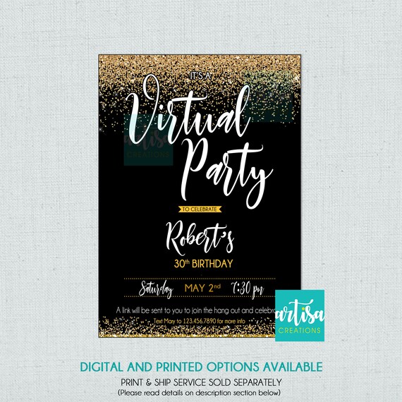 Virtual Party Invitation Virtual Birthday Party Invitations | Etsy