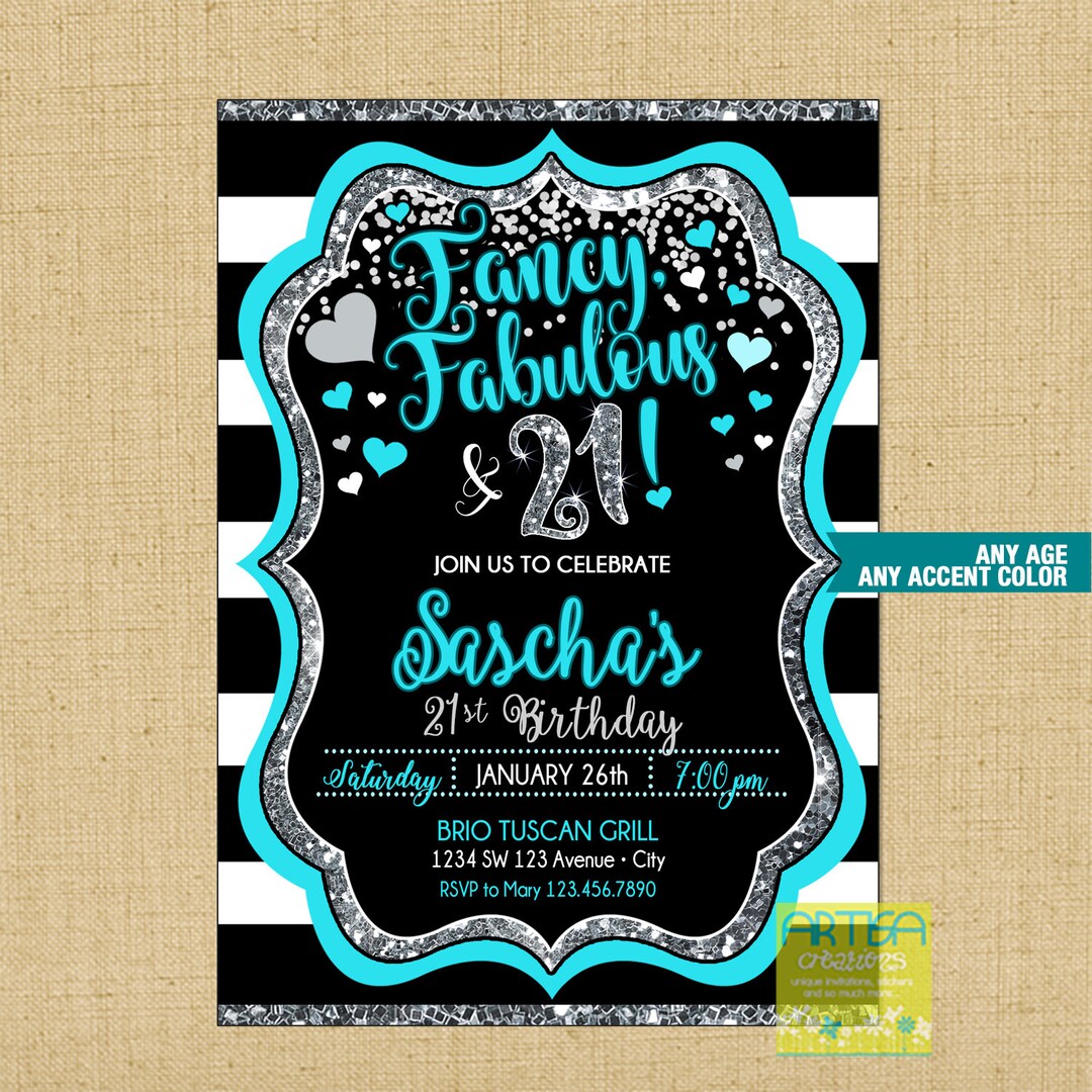 Fancy Fabulous & 21, Fancy 21st Birthday Invitation, Fancy Fabulous ...