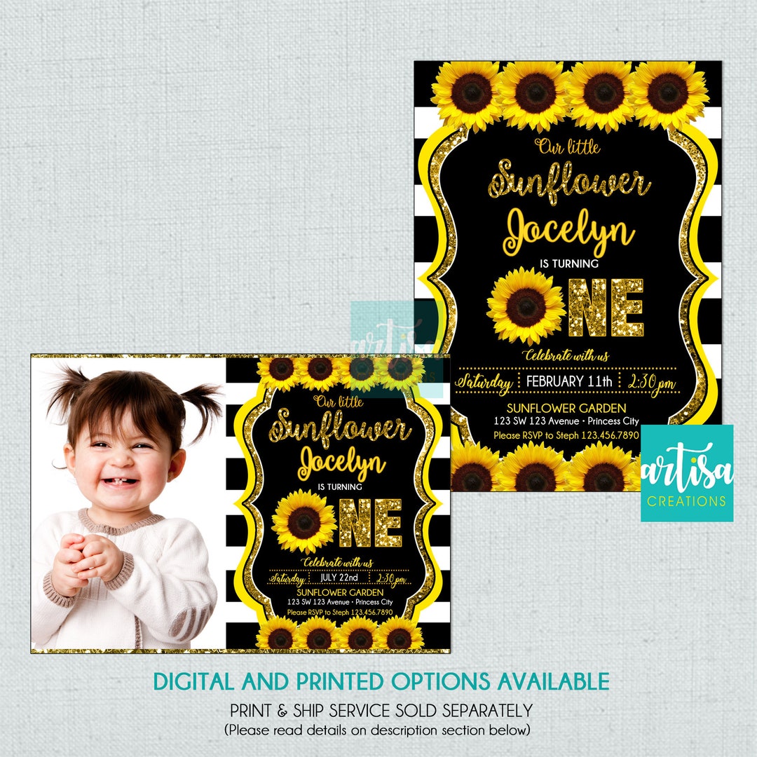 Sunflower Birthday Invitation, Sunflower 1st Birthday Invitation ...