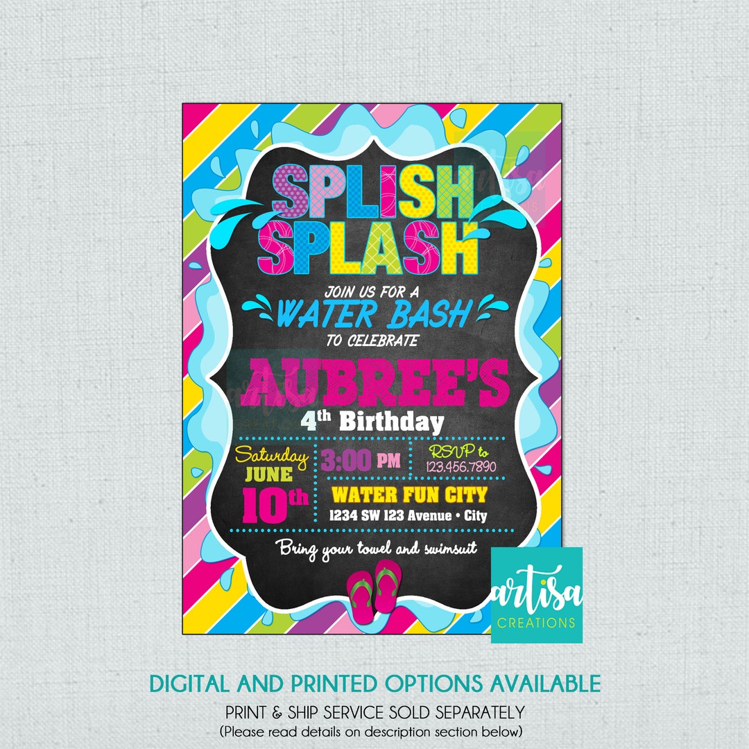 Splish Splash Invitation, Water Bash Birthday Invitation, Splish Splash Water Bash Invitation ...