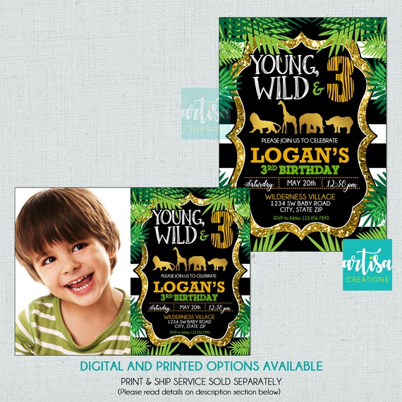 Young Wild and Three Invitation Young Wild and 3 Invitation | Etsy
