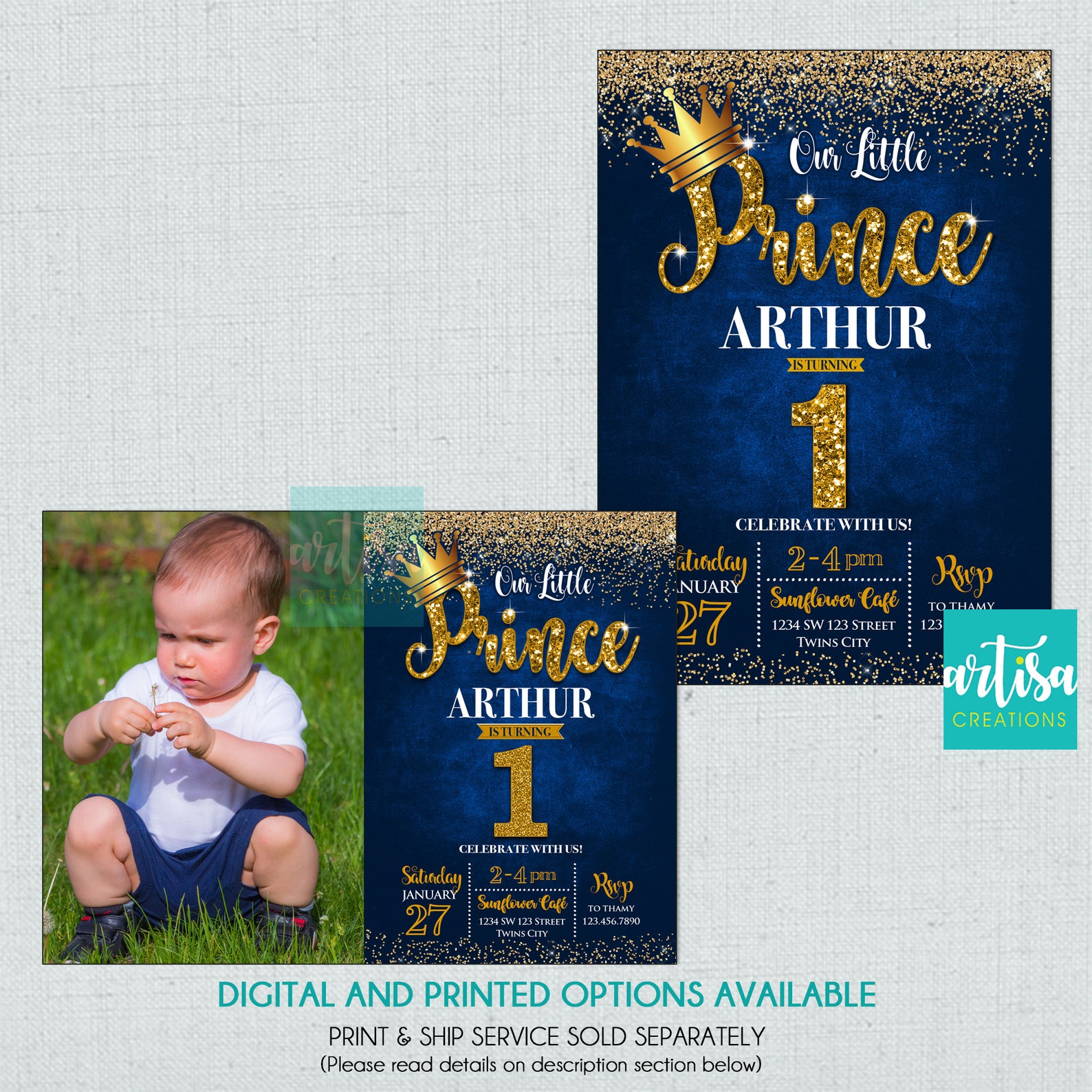 Prince Birthday Invitation, Prince Birthday Party Invitation, Prince ...