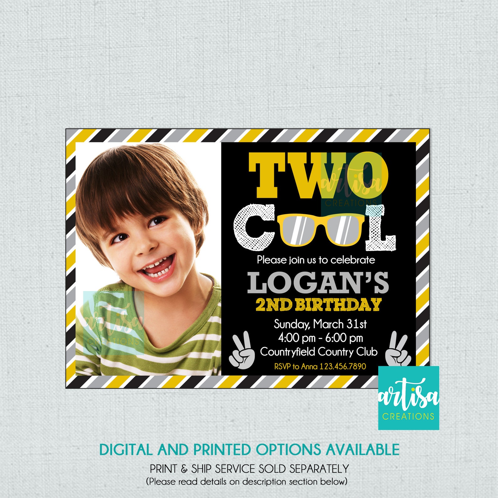 Two Cool Invitation Two Cool Birthday Invitation Two Cool - Etsy