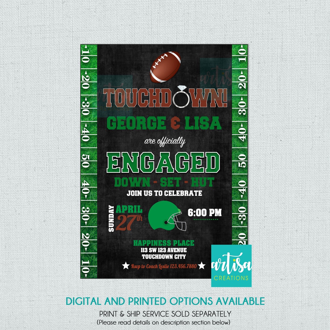Touchdown Engagement Party Invitation, Football Engagement Party ...