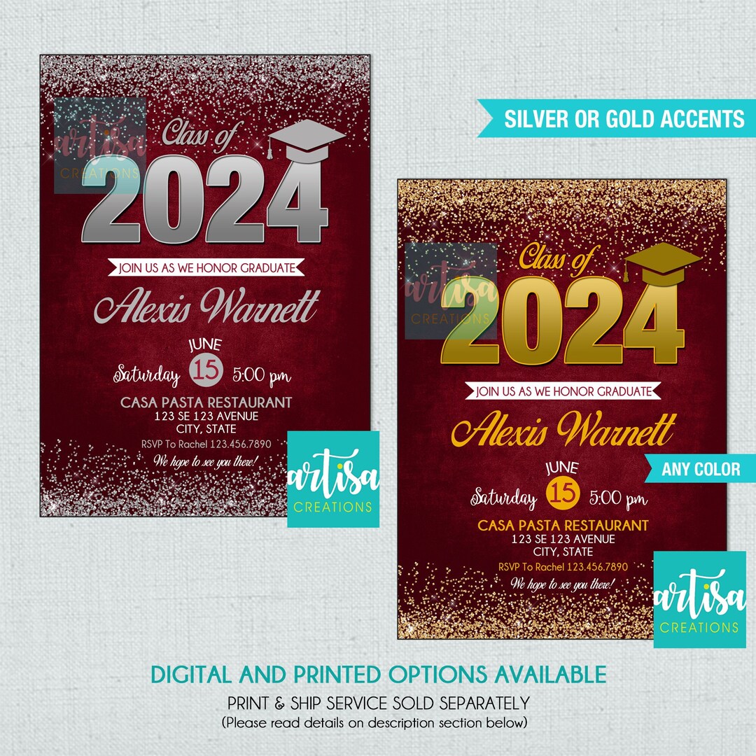 Red and Gold Graduation Invitation, Red Gold Graduation Invitation ...