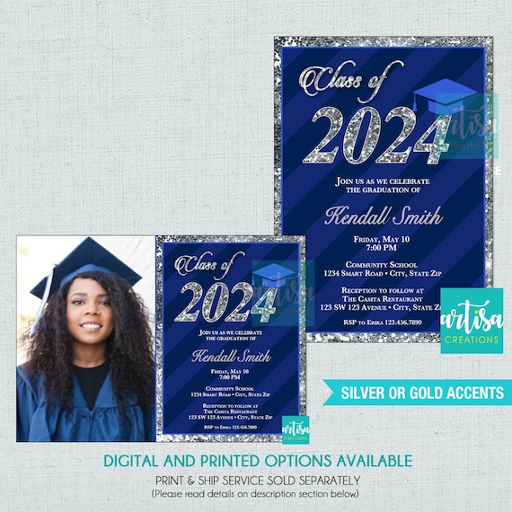 Invitaciones De Graduación Azules