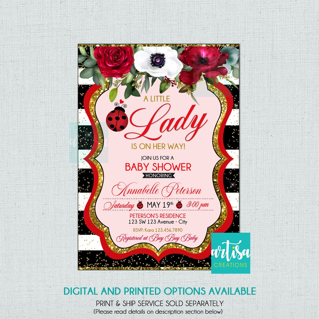 Ladybug Baby Shower Invitation, Ladybug Baby Shower Invitations ...