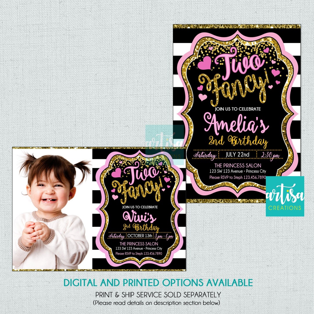 Two Fancy Invitation, 2nd Birthday Invitation, Two Fancy Birthday Girl ...