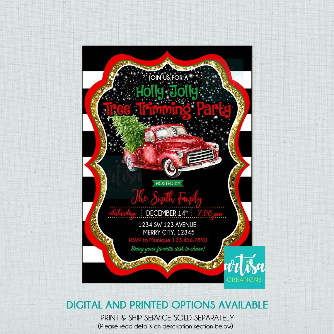 Tree Trimming Party Invitation Christmas Tree Trimming | Etsy