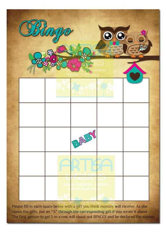 Owl Theme Baby Shower Bingo Owl Themed Baby Shower Games