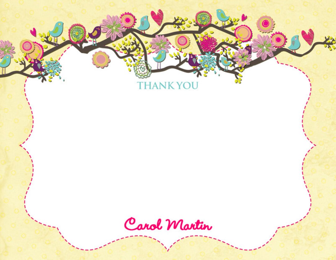 Birds Thank You Card - Birds Thank You Cards - Birds Baby Shower Thank ...
