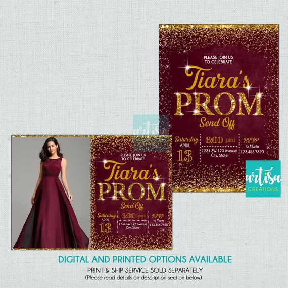 Prom Send off Invitation Burgundy Gold Prom Send off - Etsy