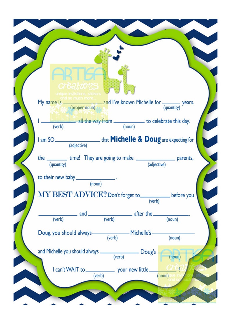 Chevron Giraffe Water Bottle Label Chevron Navy Blue and - Etsy