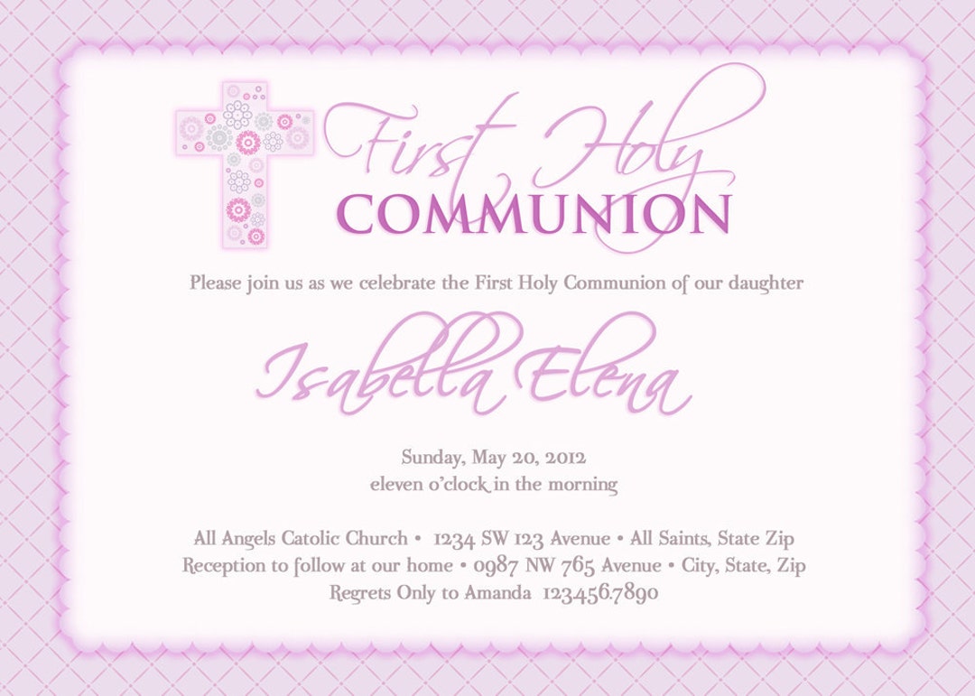 Girl's First Communion Invitations, Communion Invitations, First Holy ...
