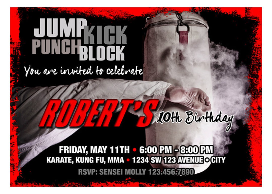 Karate Birthday Invitation Printable File DIY, Martial Arts Invitation ...