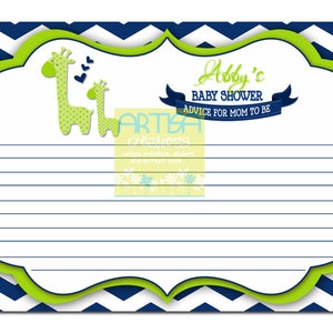 Navy Blue and Lime Green Chevron Giraffe Baby Shower Invite, Chevron ...