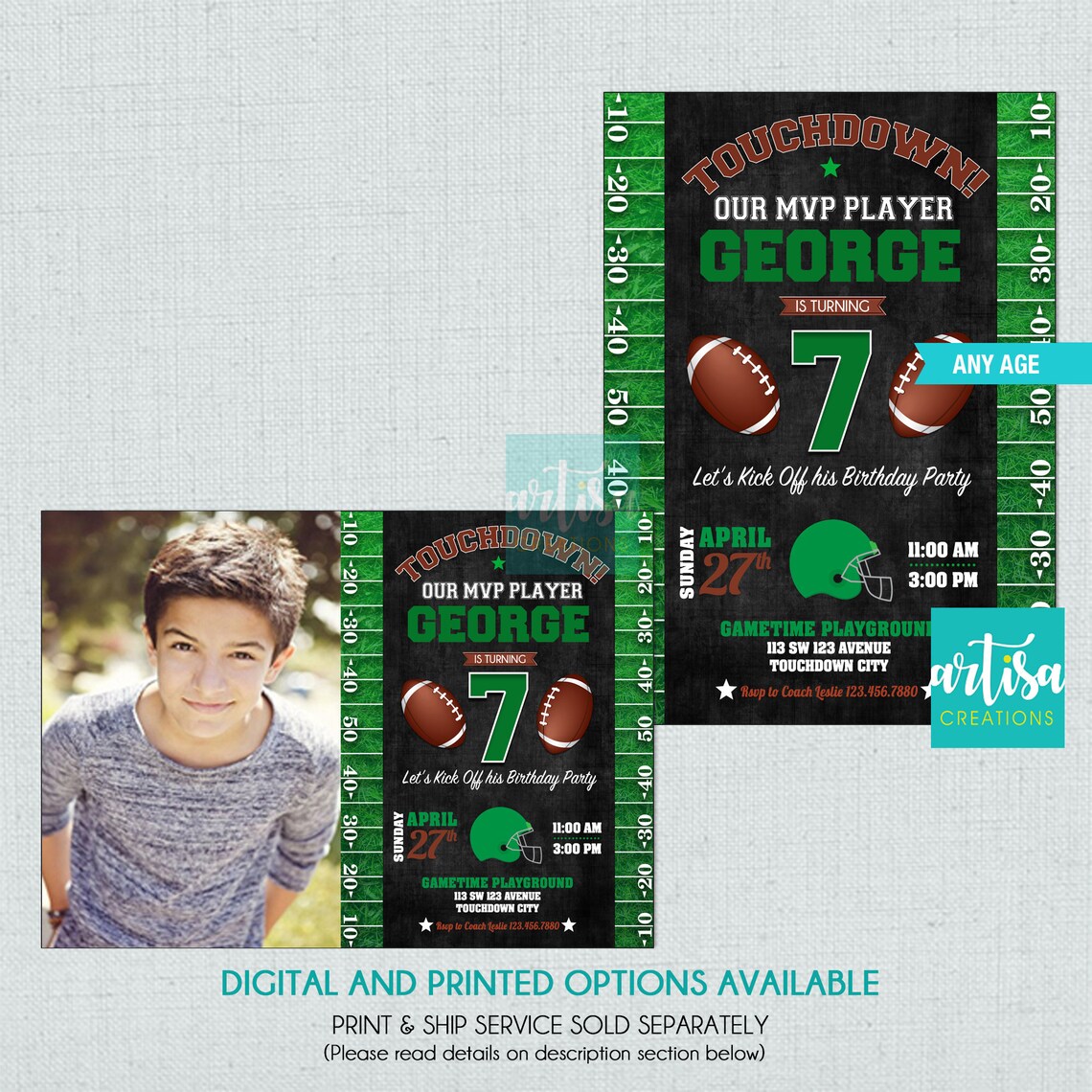 Football Birthday Invitation Touchdown Birthday Invitation - Etsy