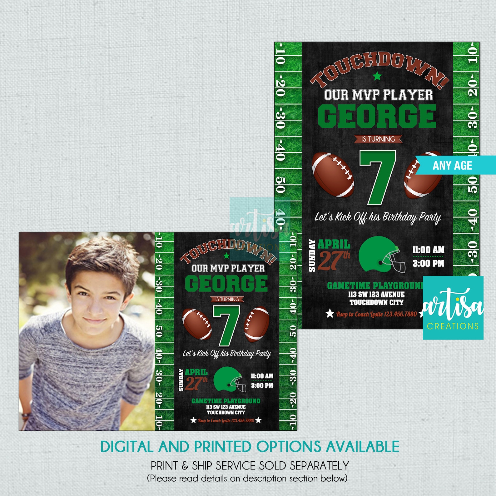 Football Birthday Invitation Touchdown Birthday Invitation - Etsy