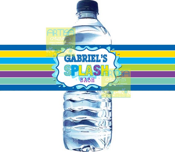 Splash Party Water Bottle Label, Summer Water Bottle Label, Water ...