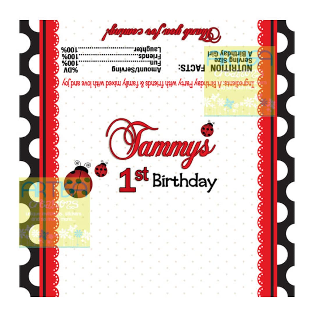 Ladybug Chocolate Wrapper - Ladybugs Candy Wrapper - Lady Bug Birthday ...