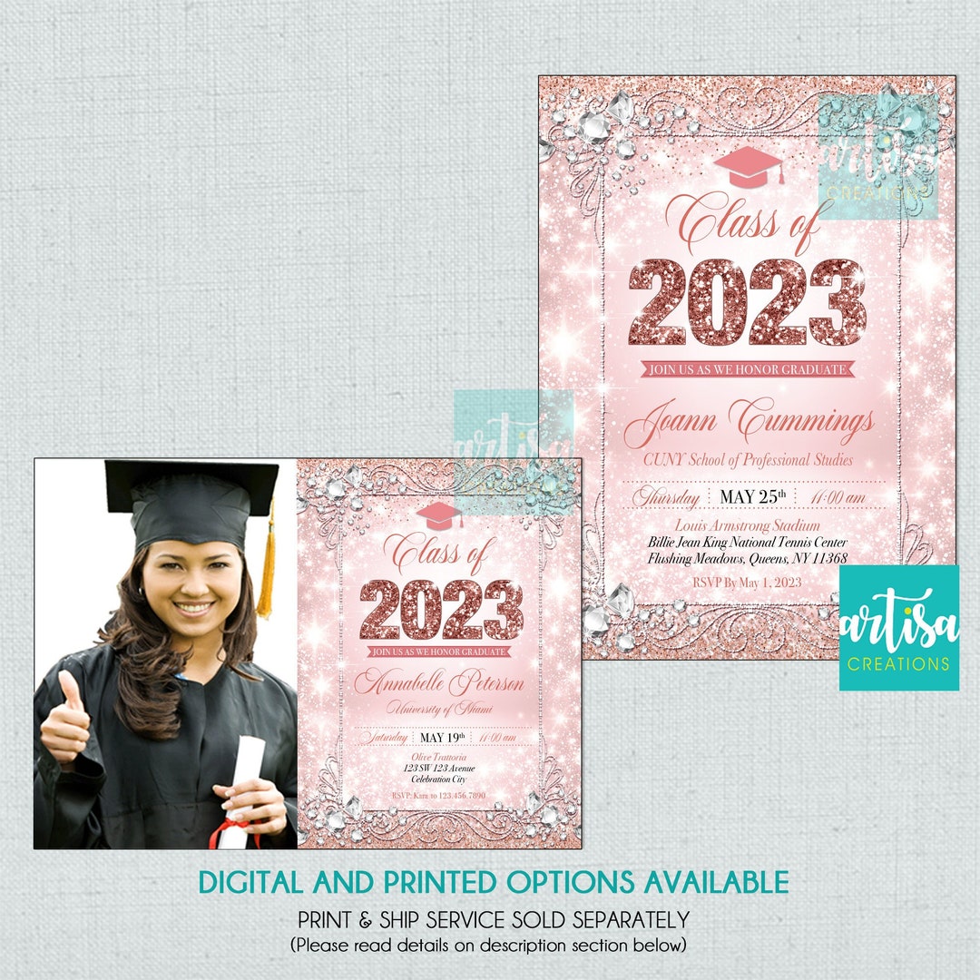 Rose Gold Graduation Invitation Rose Gold Class 2023 - Etsy