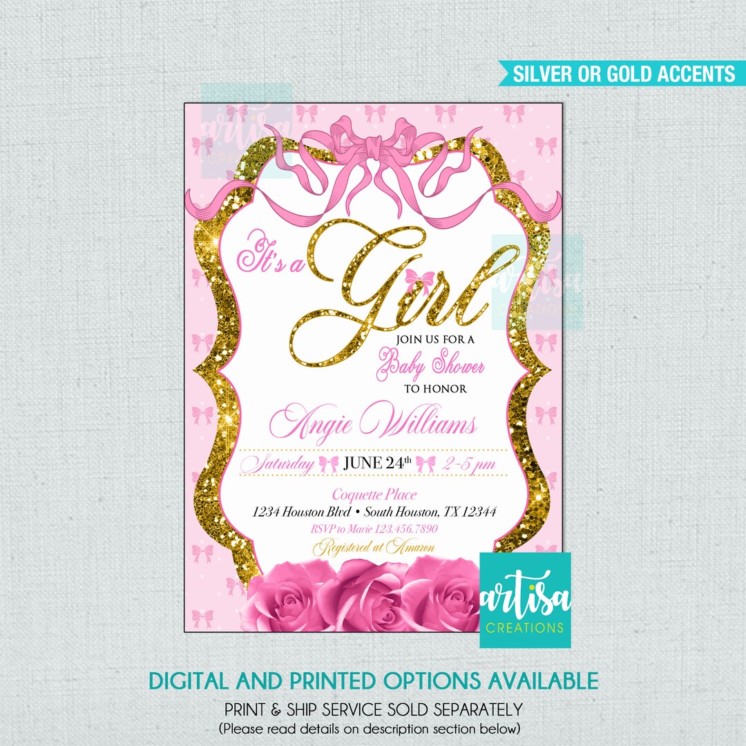 Coquette Baby Shower Invitation, Coquette Baby Shower Invitations ...