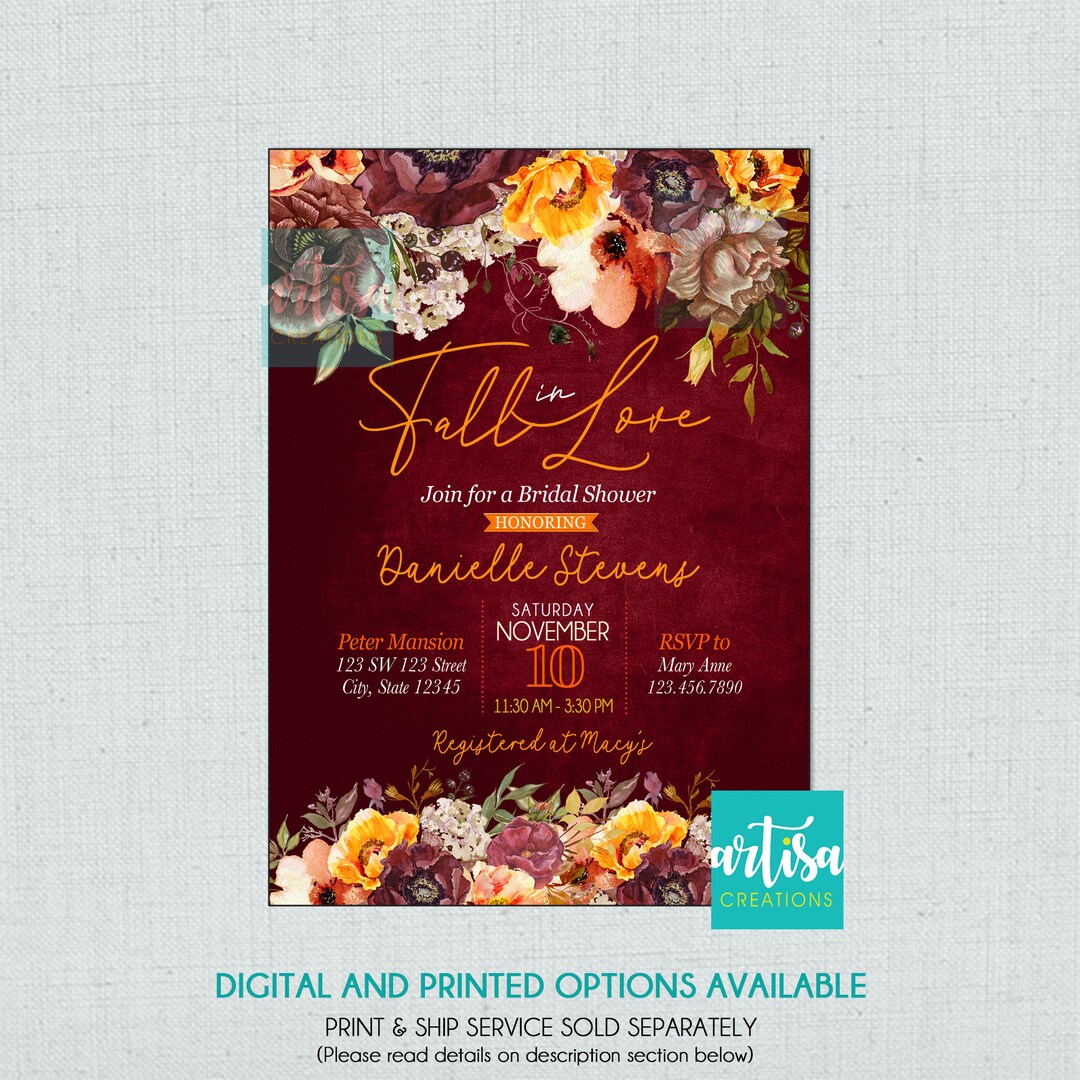 Fall in Love Bridal Shower Invitation, Fall in Love Invitation, Fall in ...
