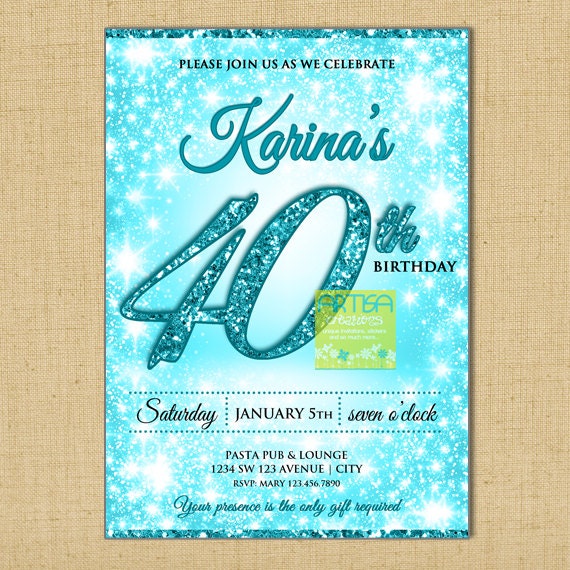 Turquoise Birthday Invitations