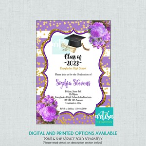 Graduation Invitation, Class of 2024 Graduation Invitation, Lilac ...