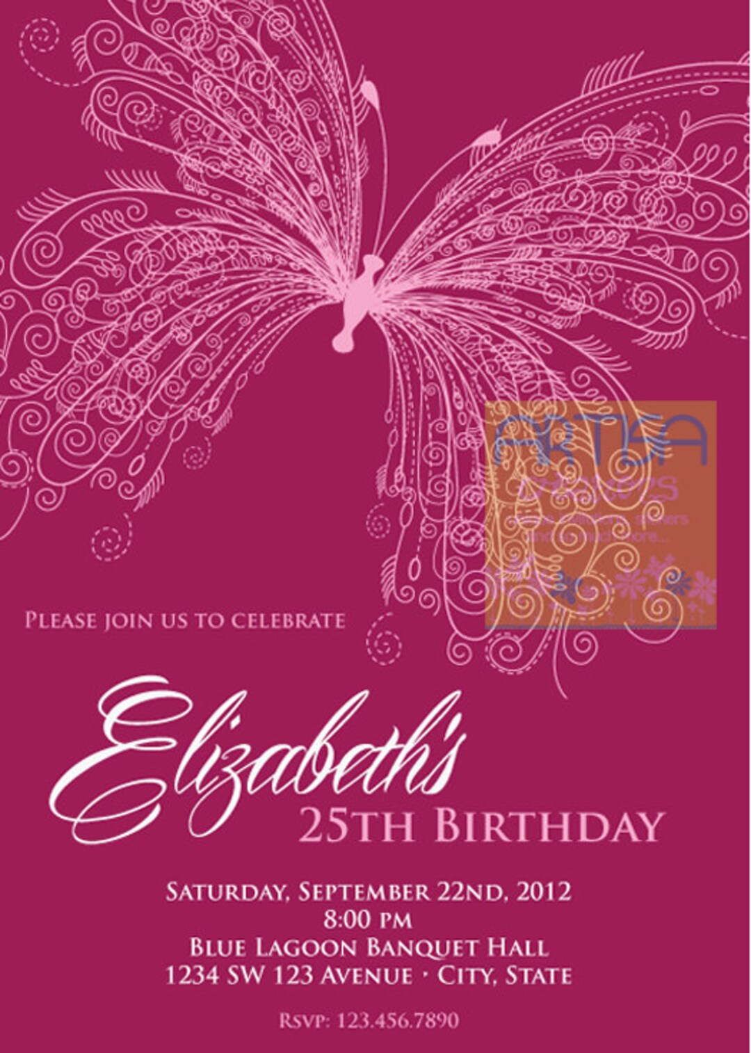 Butterfly Invitation - Butterfly Birthday Invitation - Butterfly Bridal ...