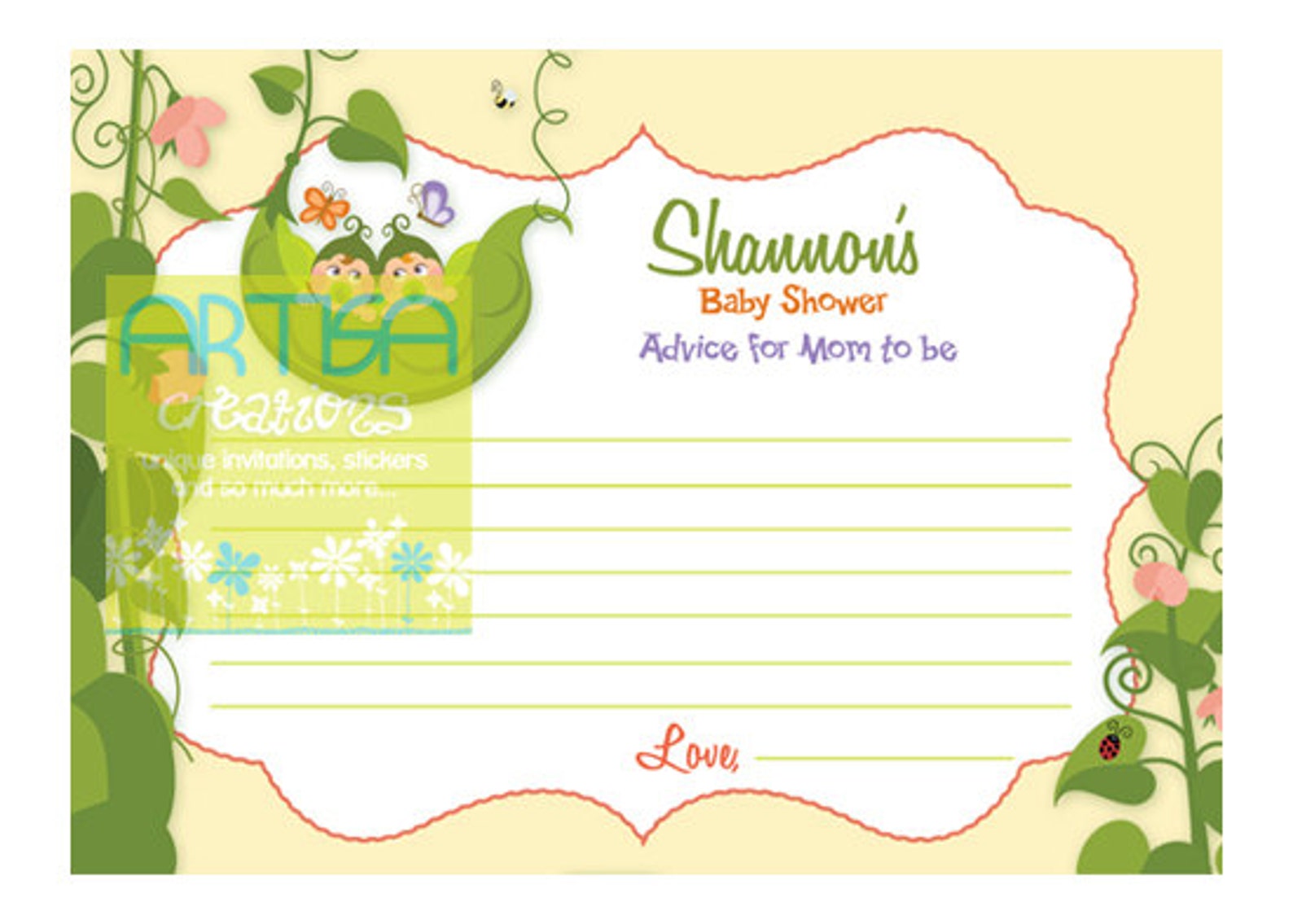 Pea in a Pod Invitation Two Peas in a Pod Invitation Three - Etsy