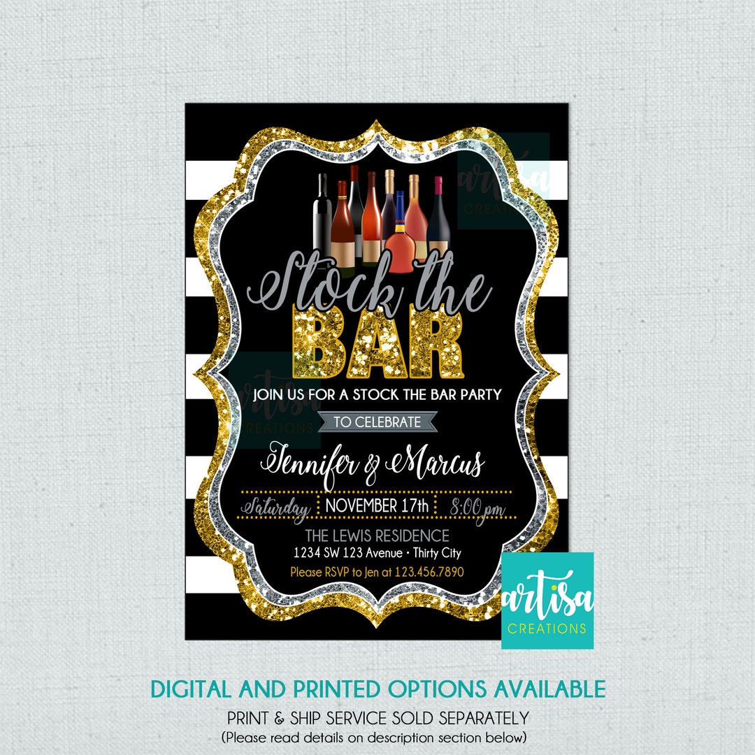 Stock the Bar Invitation, Stock the Bar Invite, Couple Stock the Bar ...