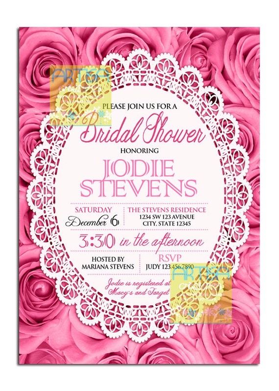 Pink Roses Invitation Pink Roses Bridal Shower Invitation | Etsy