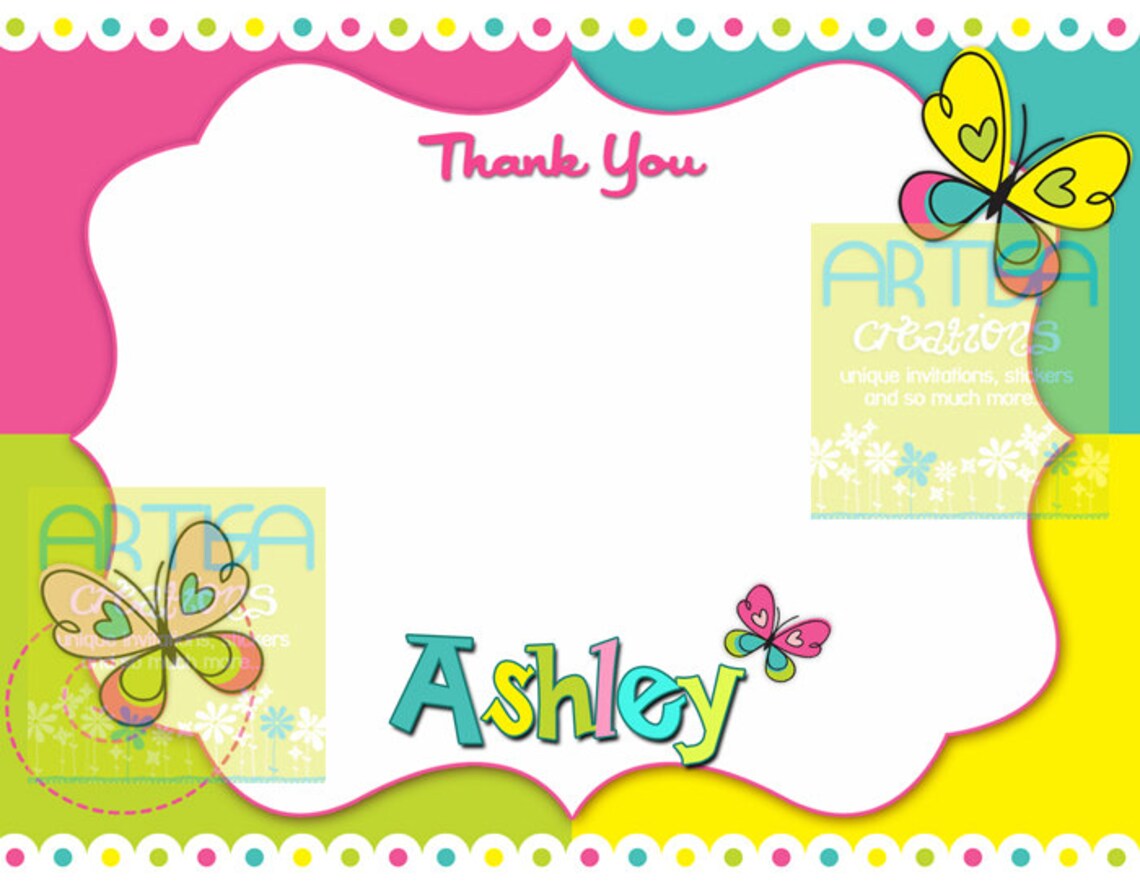 Butterfly Thank You Card - Butterflies Thank You Card - Butterflies ...