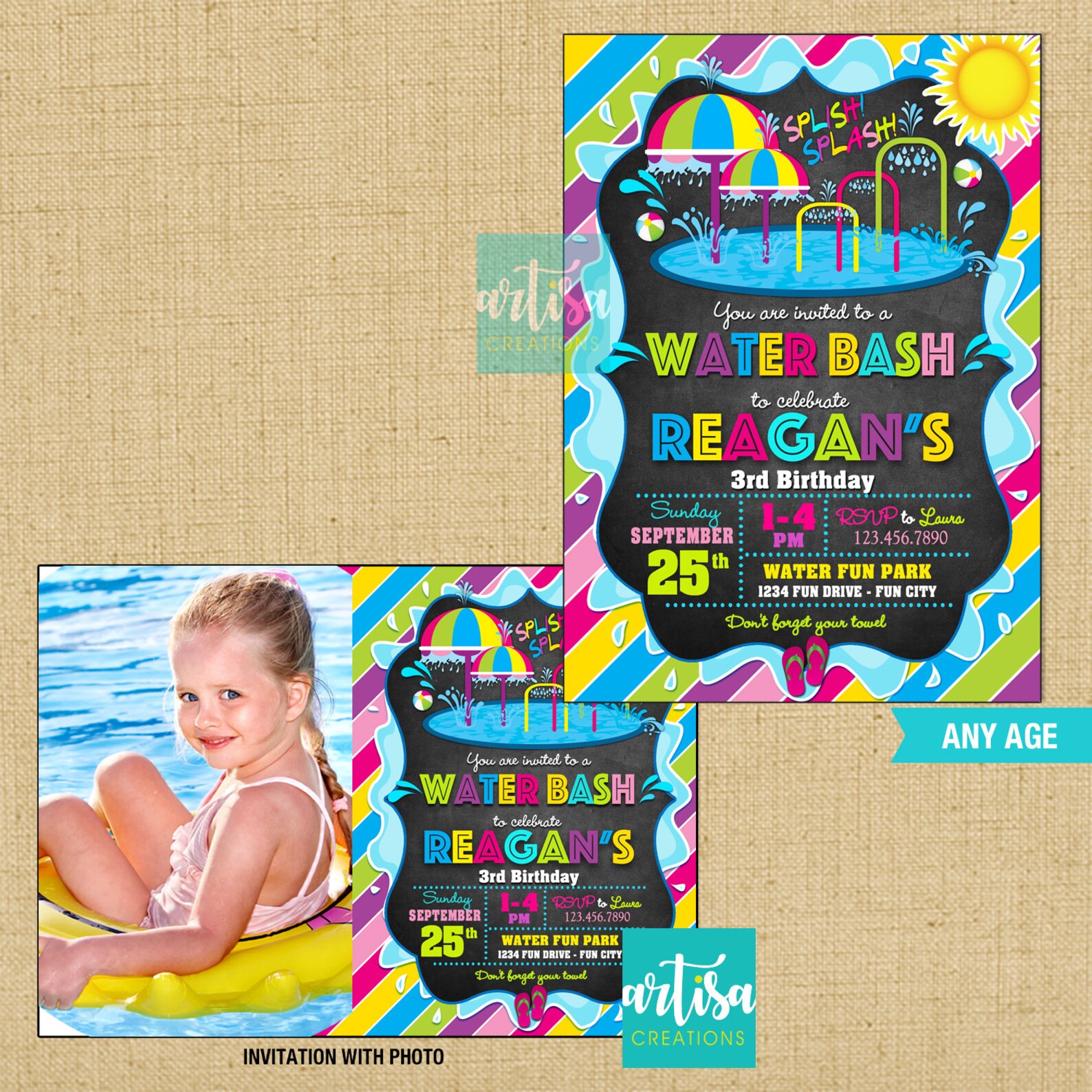 Water Bash Invitation Splash Splash Invitation Water Park - Etsy
