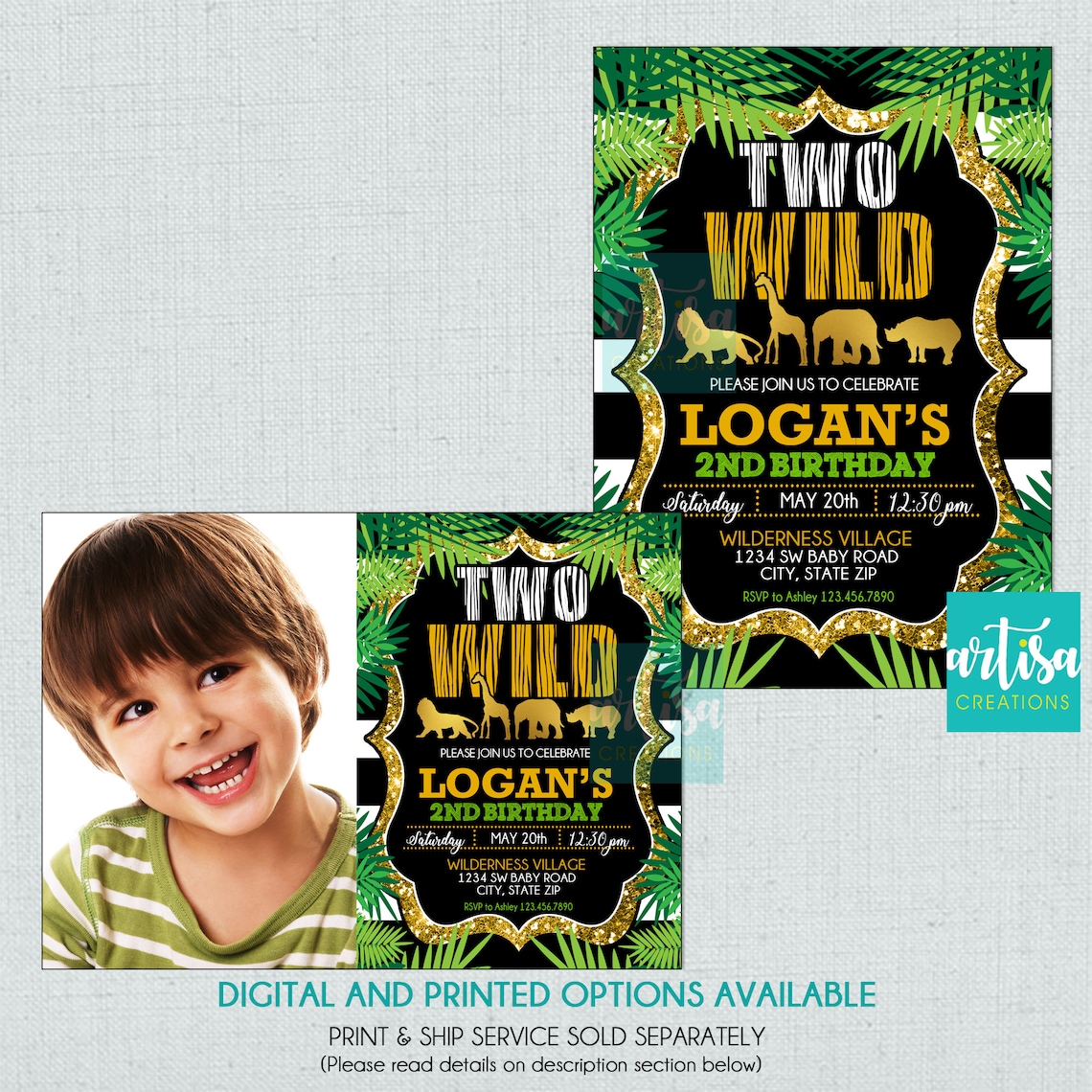 Two Wild Invitation Safari Two Wild Invitation Jungle Two - Etsy