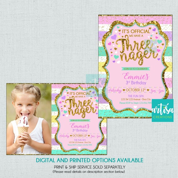 Threenager Invitation Threenager Birthday Invitation 3rd | Etsy