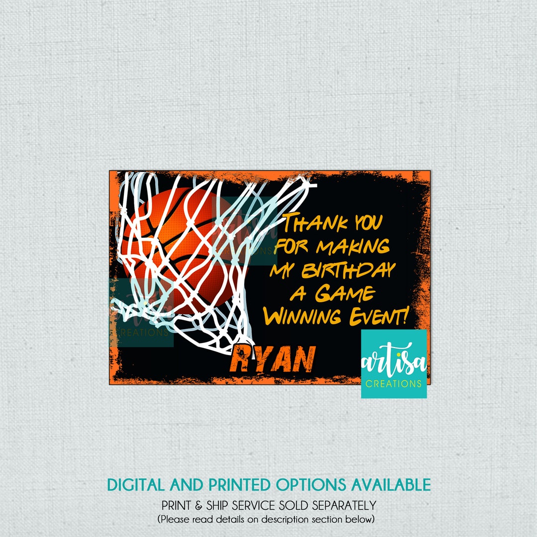 Basketball Thank You Cards DIY, Basketball Thank You Printable DIY ...