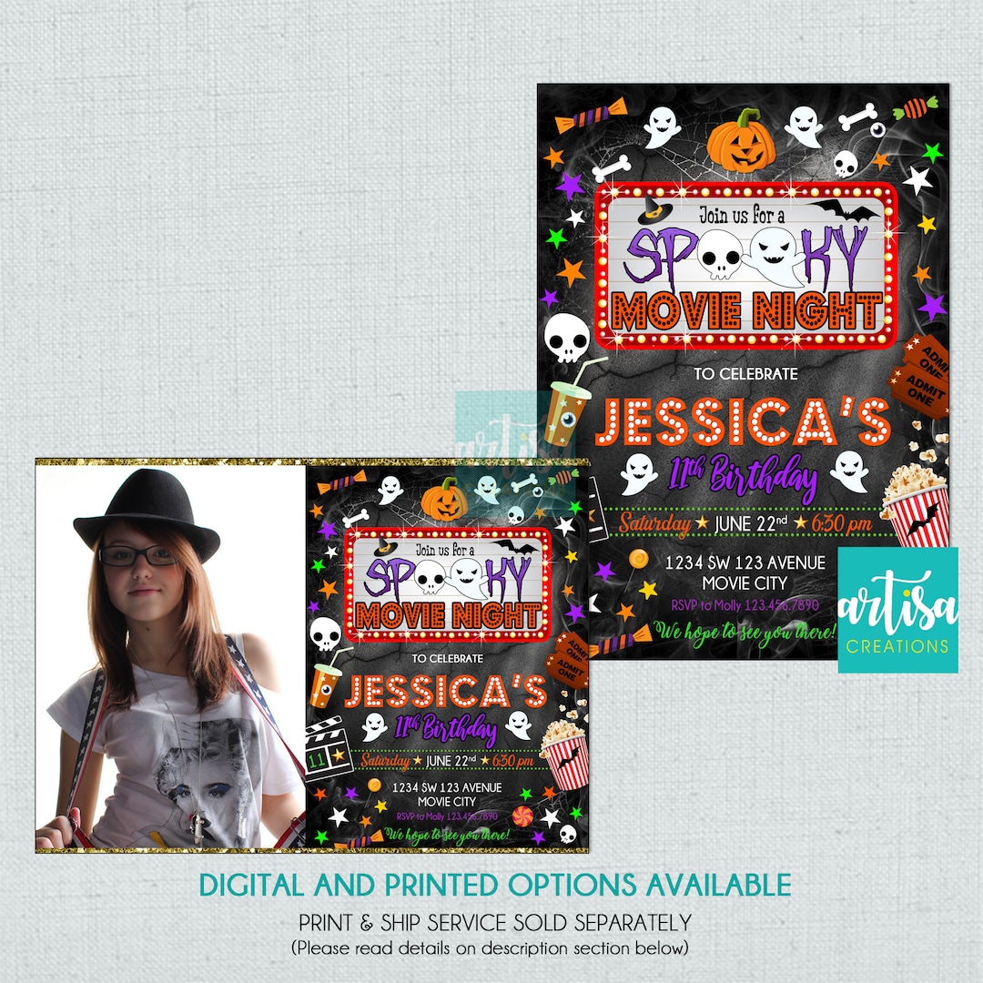 Spooky Movie Night Invitation, Halloween Movie Invitation, Halloween ...