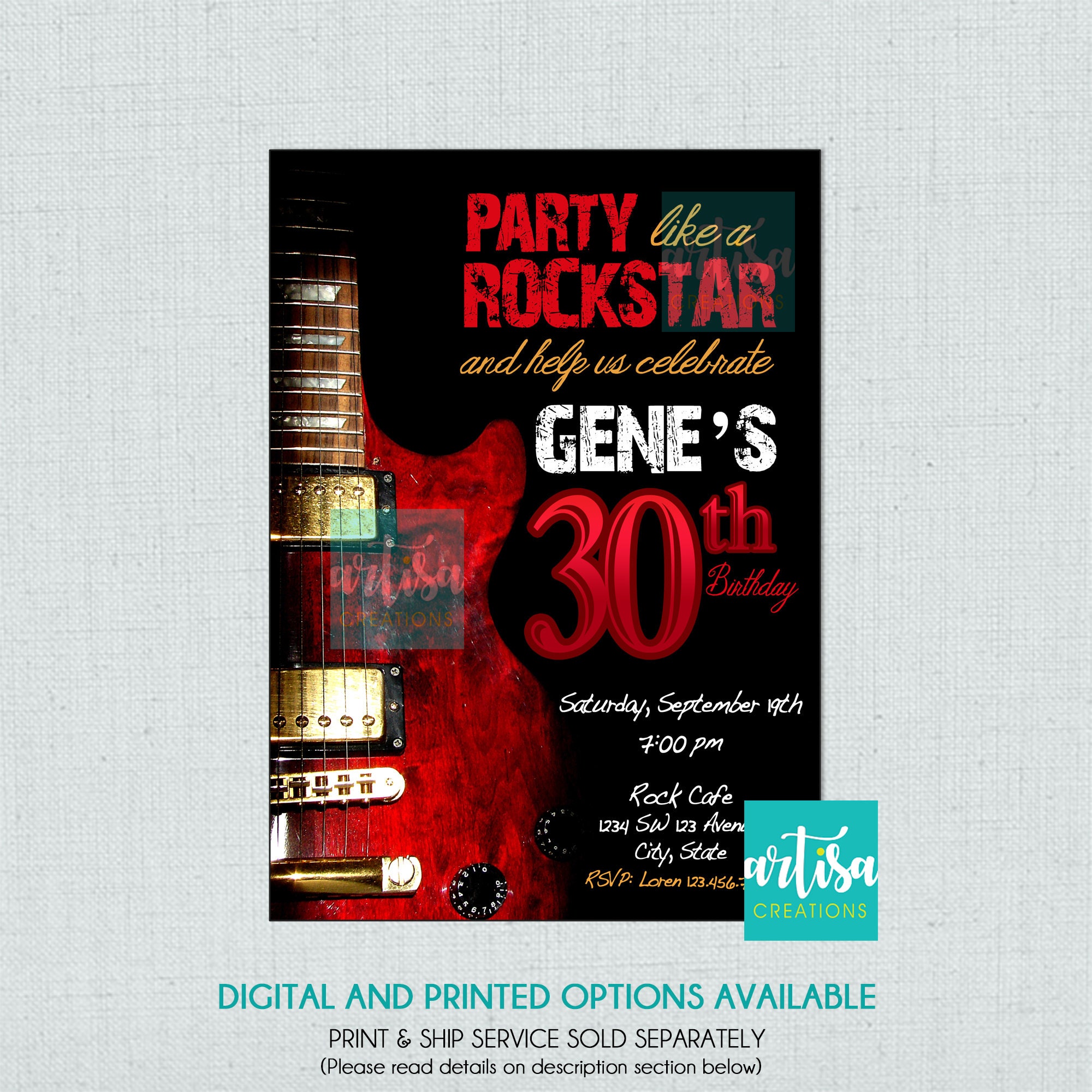 Invitaciones Con Temática De Estrella De Rock