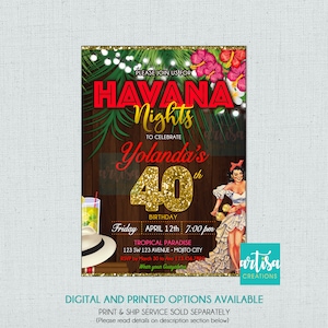Havana Nights Party Havana Night Birthday Party Invitation - Etsy