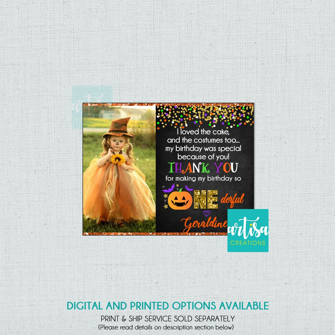 Halloween Thank You Card, Halloween Thank You Note Card, Pumpkin ...