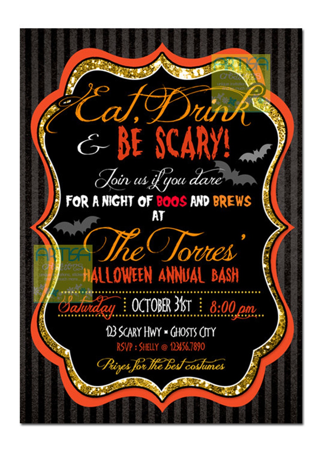 Halloween Invitation, Adult Halloween Invitation, Eat, Drink and Be ...