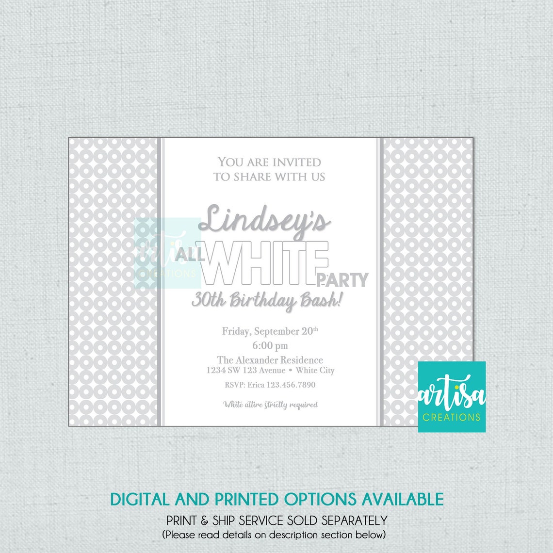 All White Party Invitation, White Party Invitation, Summer White Party ...