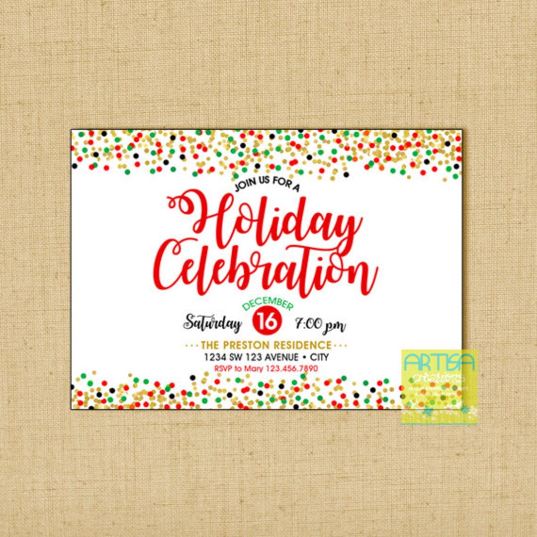Holiday Celebration Invitation, Holiday Party Invitation, Modern ...