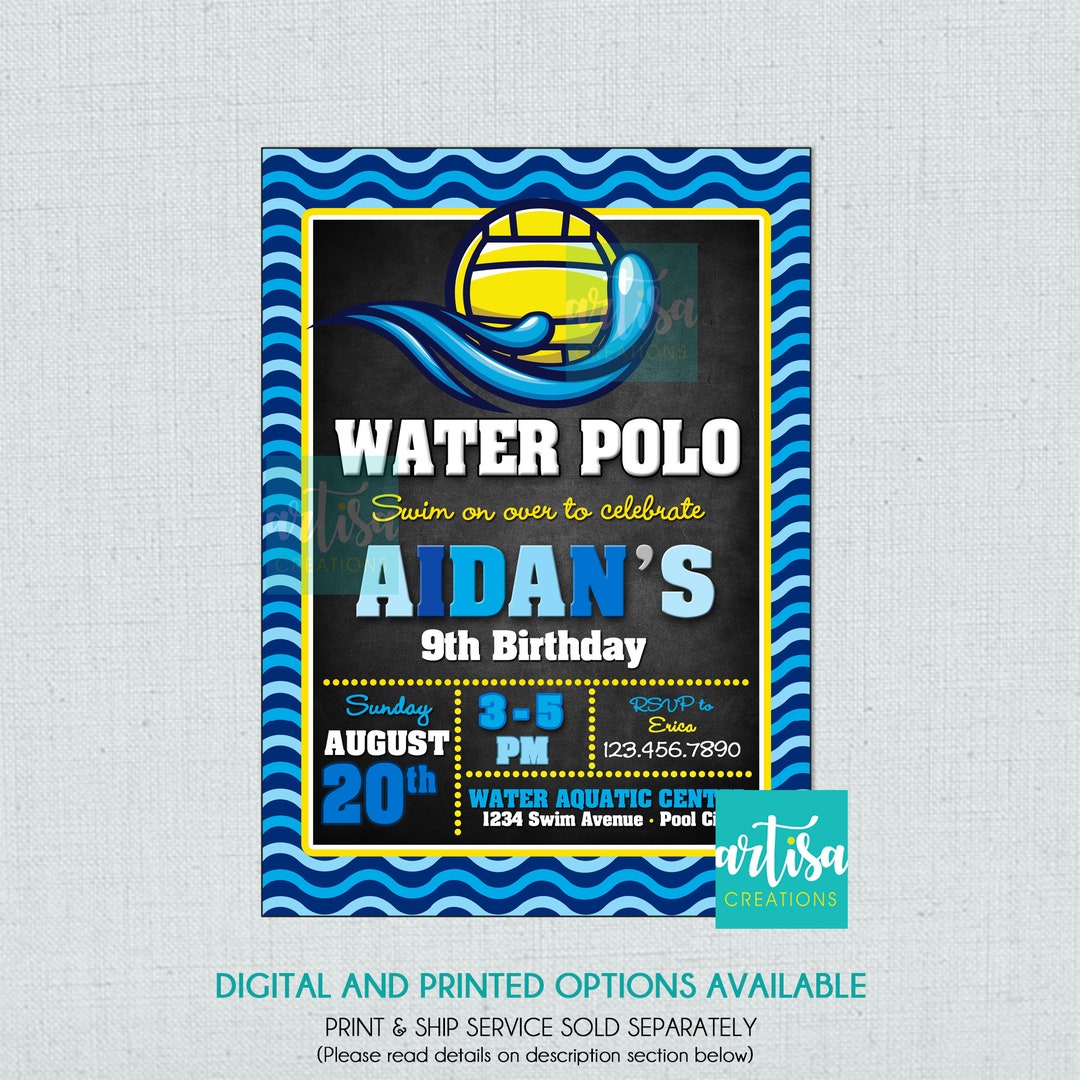 Water Polo Invitation, Waterpolo Invitation, Water Polo Birthday ...