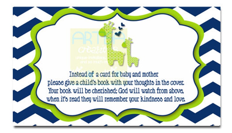 Navy Blue and Lime Green Chevron Giraffe Baby Shower Invite - Etsy